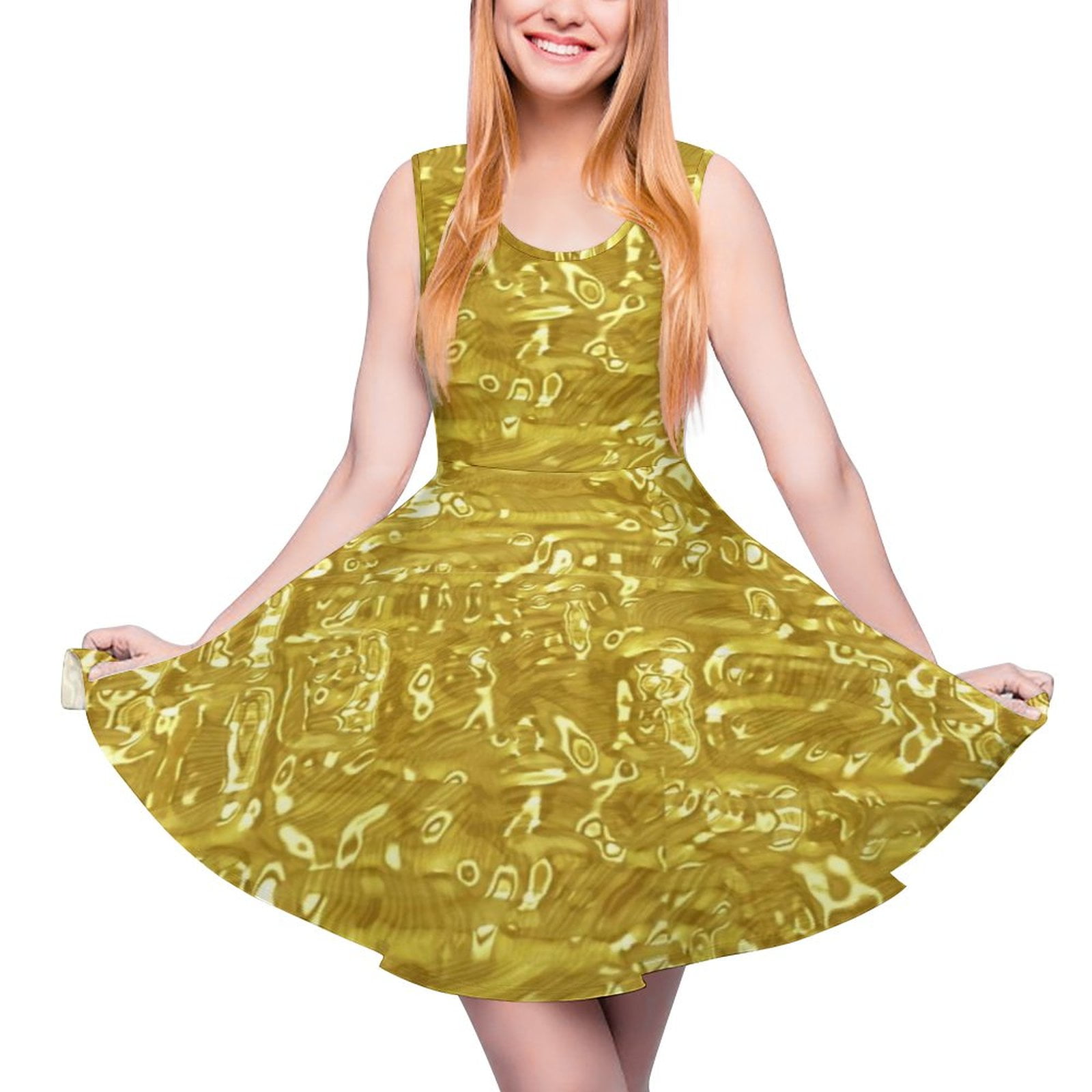 Gold Metallic Texture Dress Abstract Shiny Art Street Wear Dresses ...