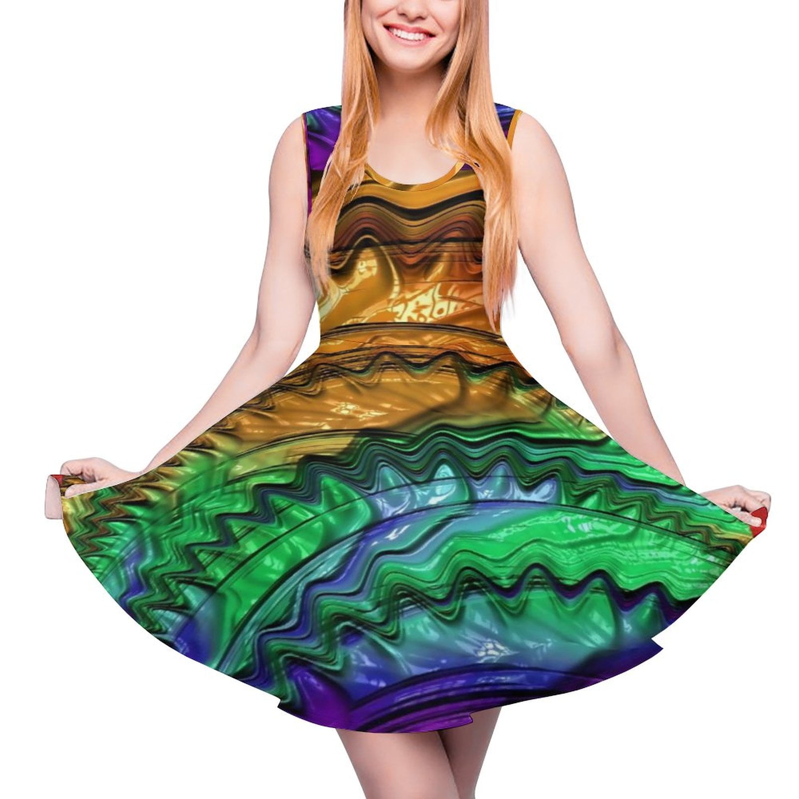 Gold Metallic Texture Dress Abstract Shiny Art Street Wear Dresses ...