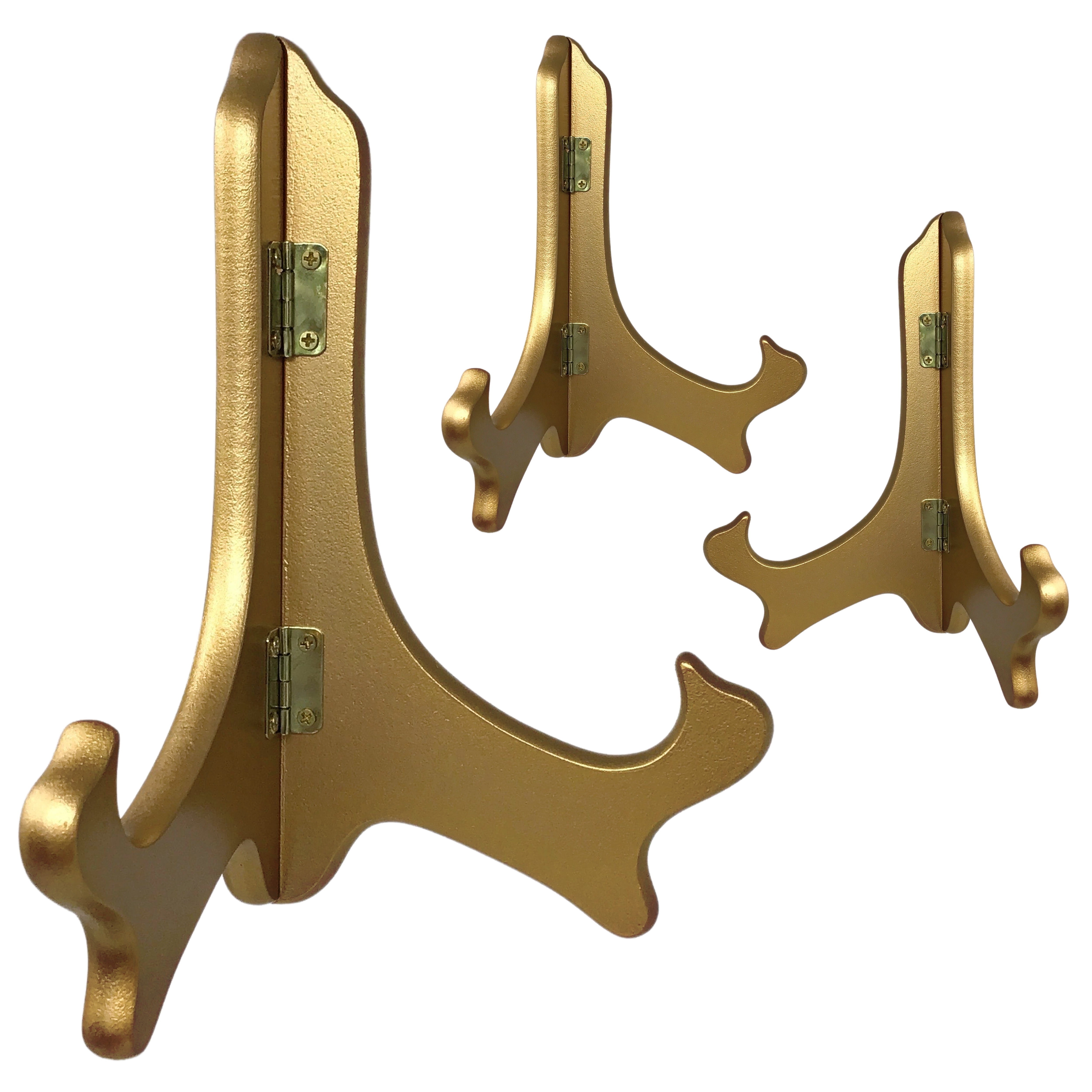Gold Metallic Wood Easels - Display Plate Stand Holder - 7"H - Set of 3 ...