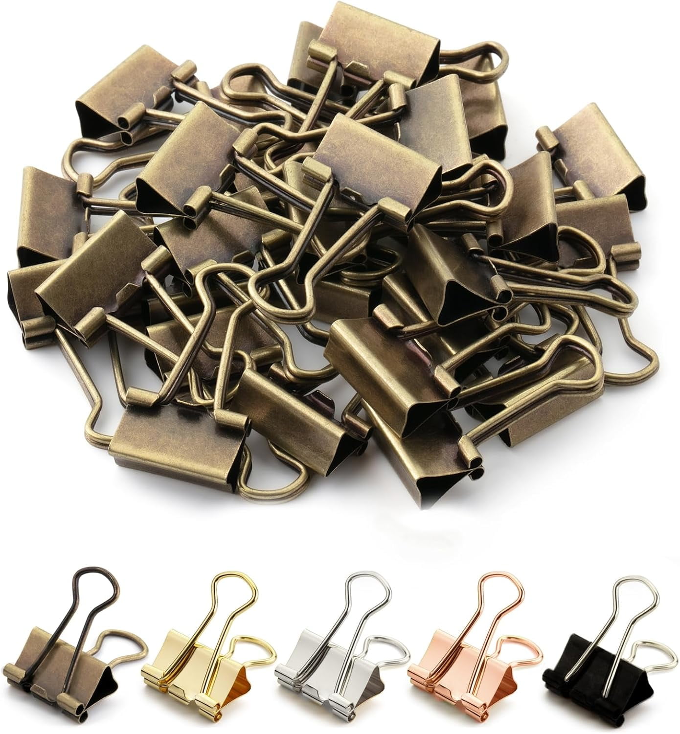 Gold Mini Binder Clips - Pack, Small Size, Paper Clips for Office ...