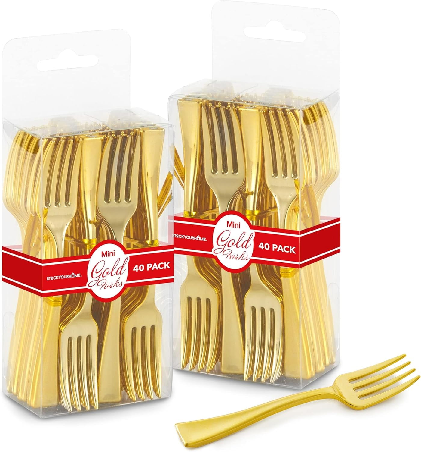 Gold Mini Forks 4 Inch (80-Count) Disposable Plastic Appetizer Fork for ...