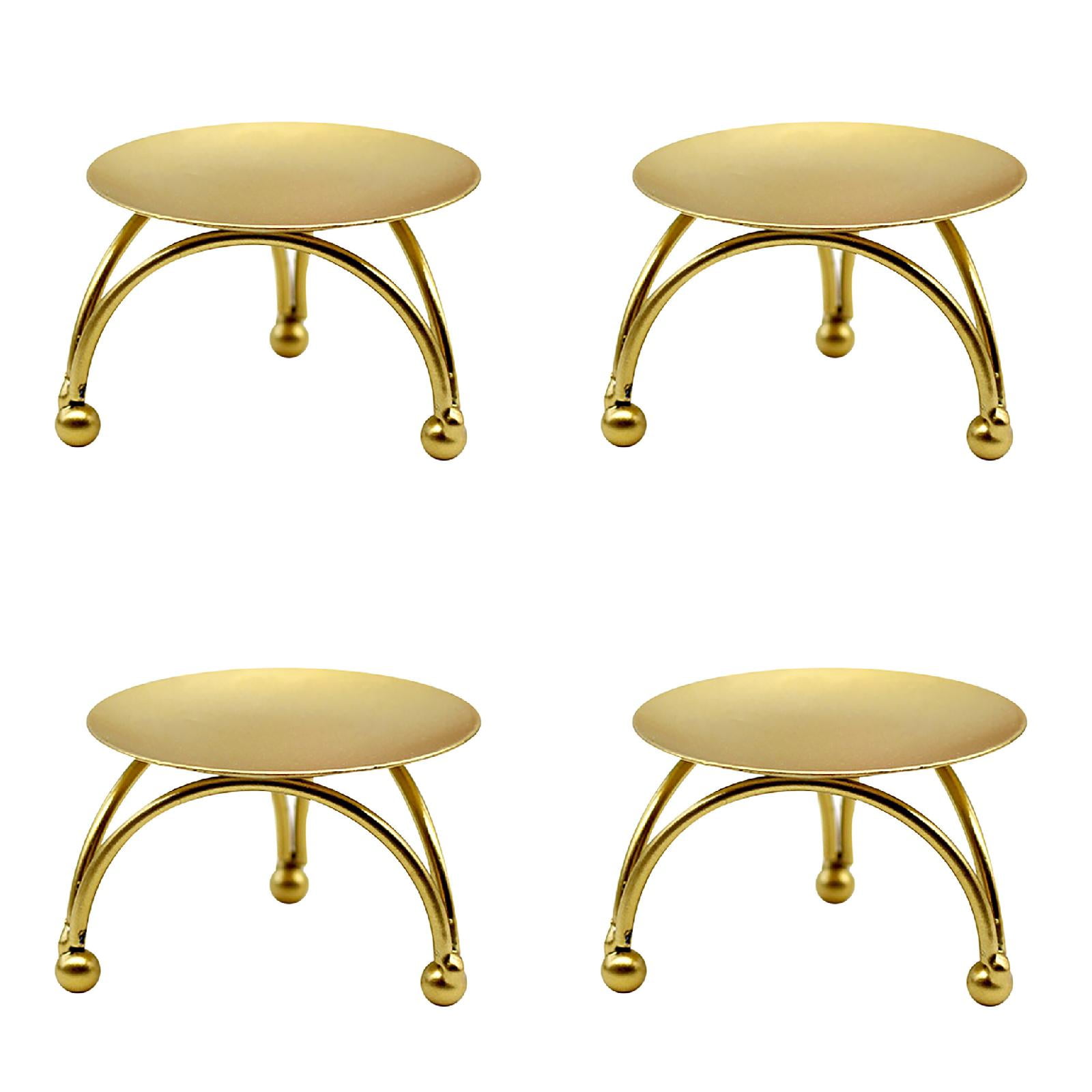Gold Mini Round Desk Candle Stand Plate Candle Holder Round Dinner ...
