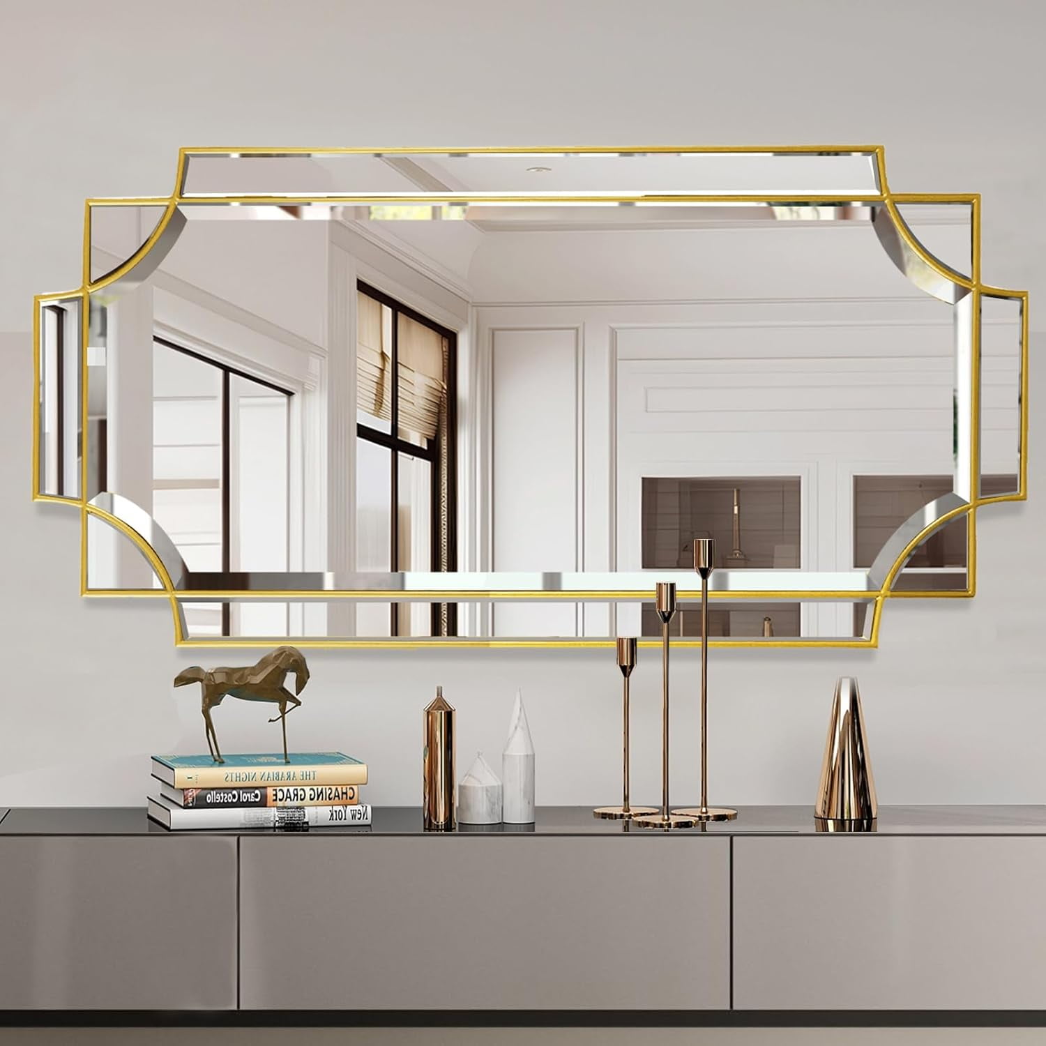 Gold Mirror for Wall, 24"x48" Large Decorative Mirrors for Wall Decor ...