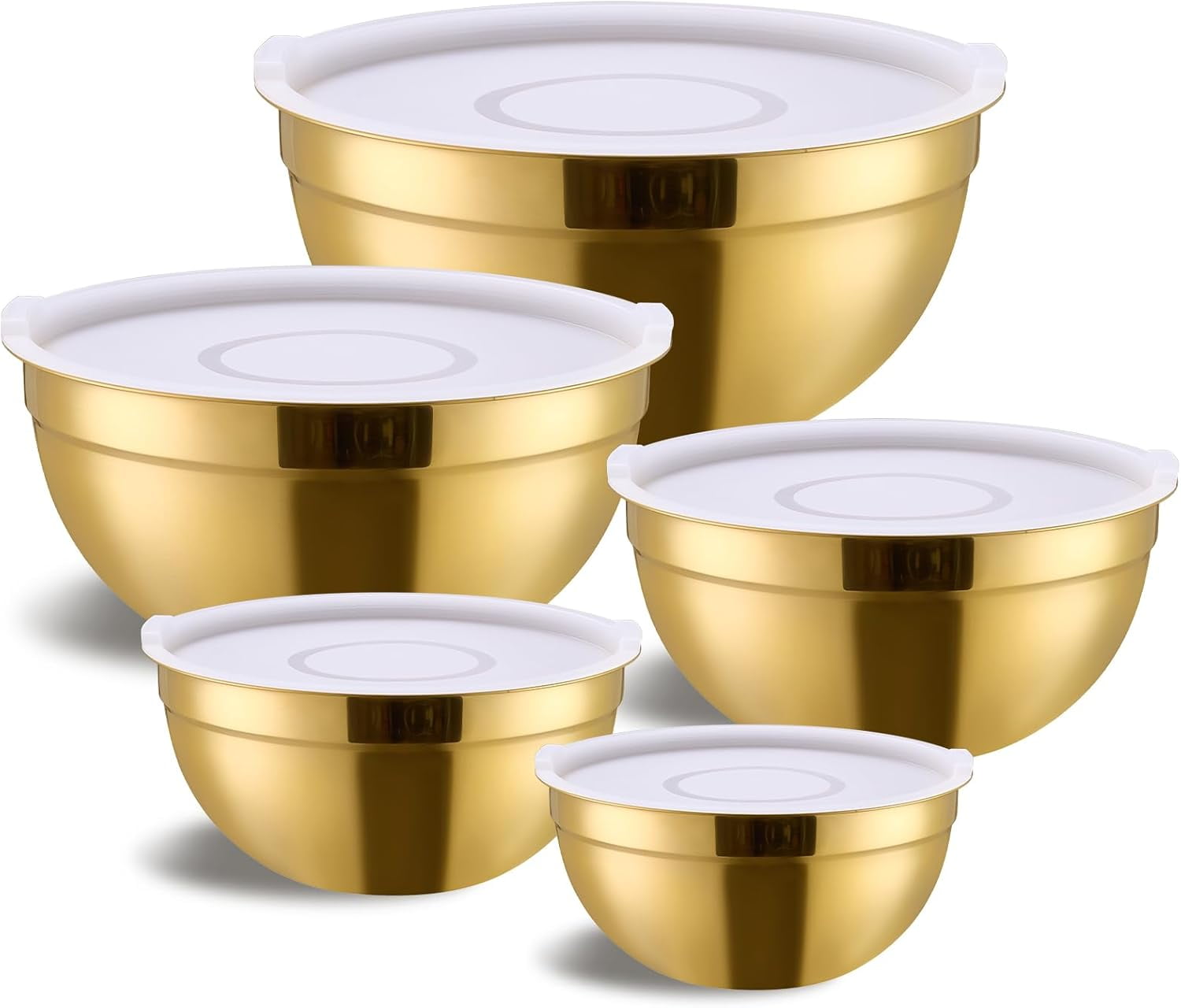 Gold Mixing Bowls with Airtight Lids, Stainless Steel Nesting Mixing ...