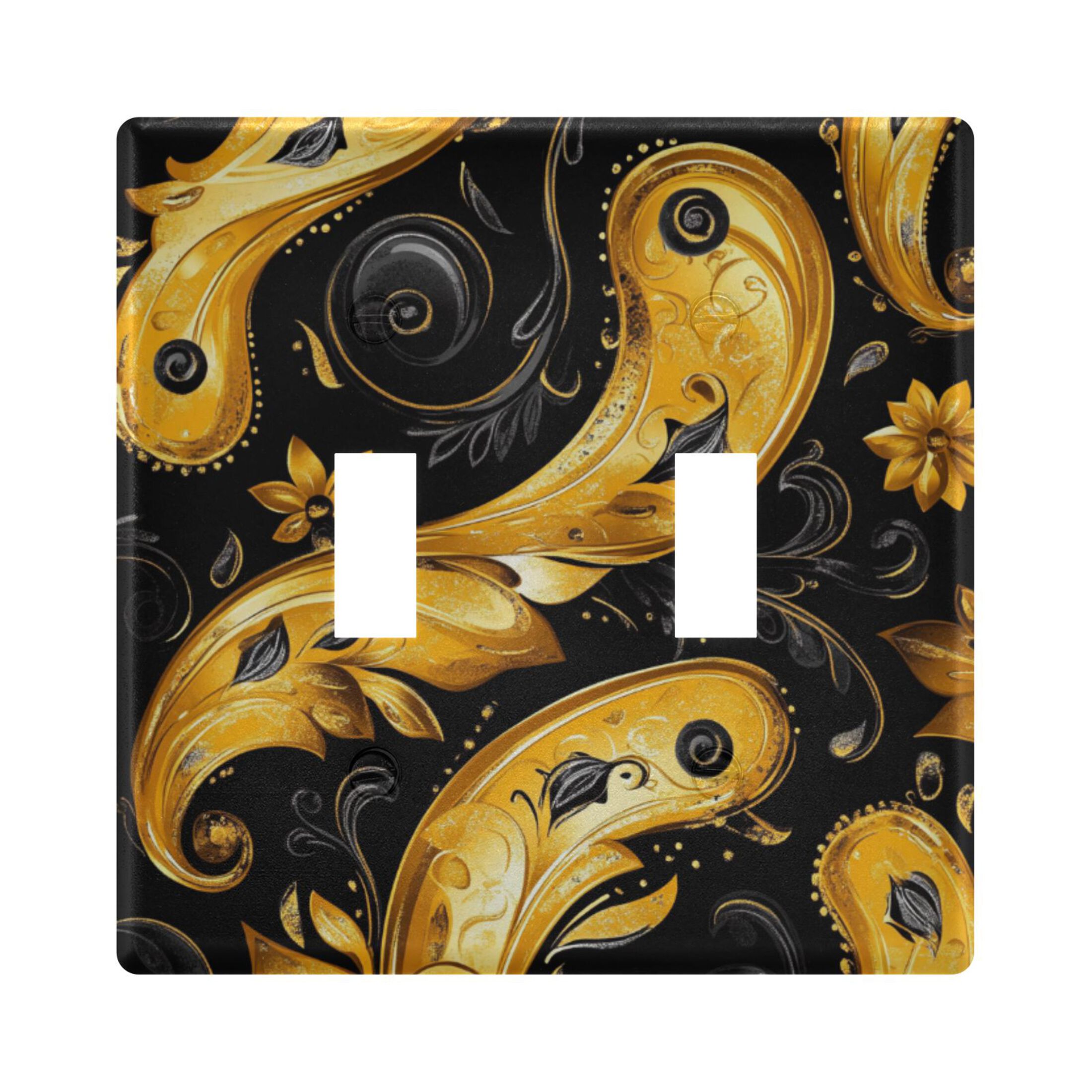 Gold Modern Art Deco Light Switch Cover Decorative 2 Gang Wall Plate ...