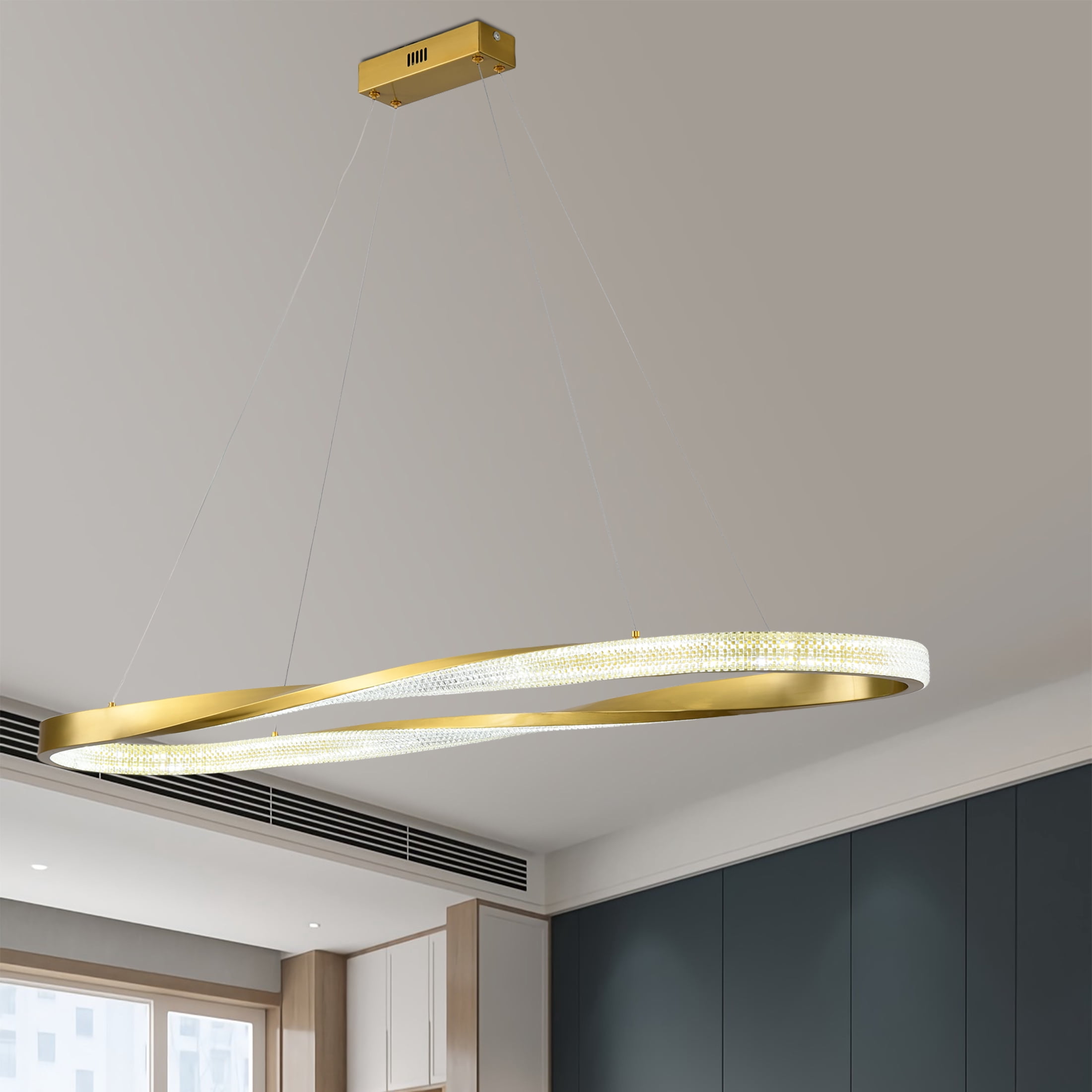 Gold Modern Chandelier LED Light Pendant Ring Chandelier Light Fixtures ...