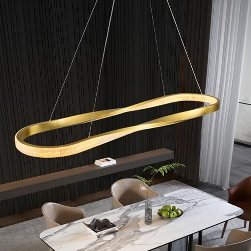 Gold Modern Led Chandelier with Remote Dimmable,47 Inch Large Modern ...