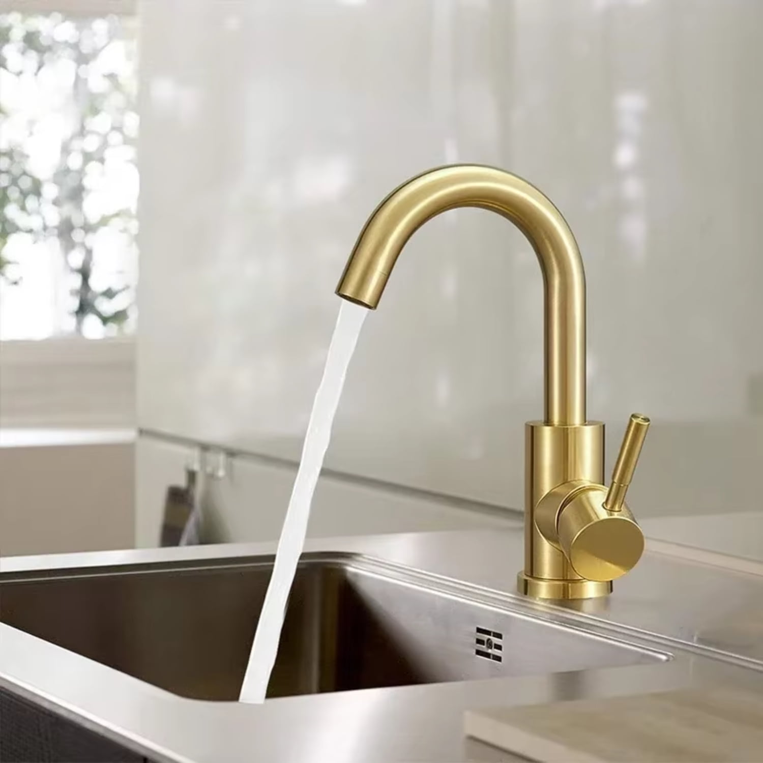 Gold Modern Stainless Steel Kitchen Bathroom Faucet Mixer Taps Deck ...