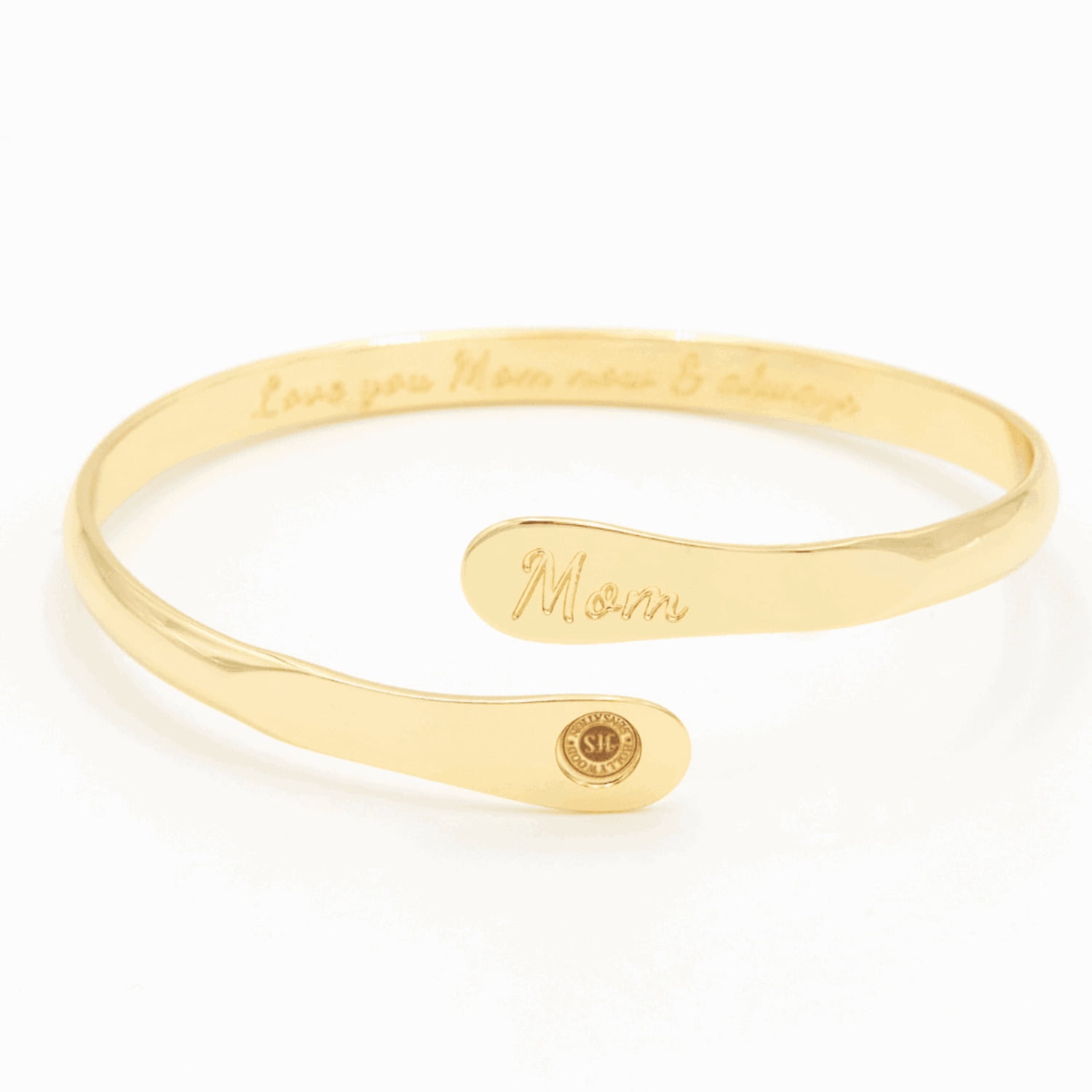 Gold Mom Bracelets Engraved Bracelets Love you Mom now & always ...