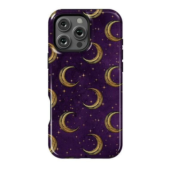 Gold Moon Night Sky Phone Case for iPhone 16 15 14 13 12 11 Pro Max ...
