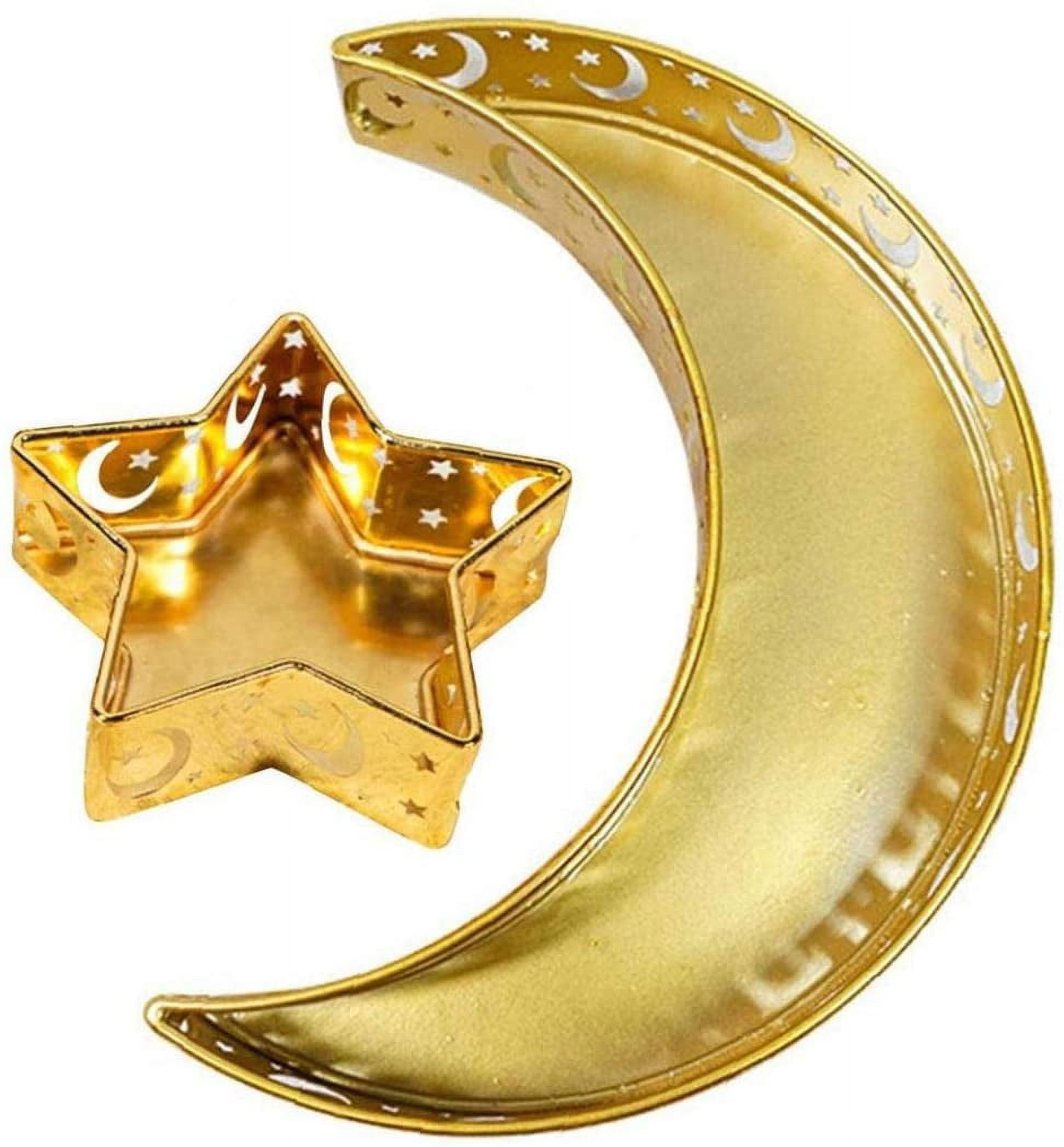 Gold Moon Star Shaped Trays, Islamic Ramadan Metal Serving Dishes for ...