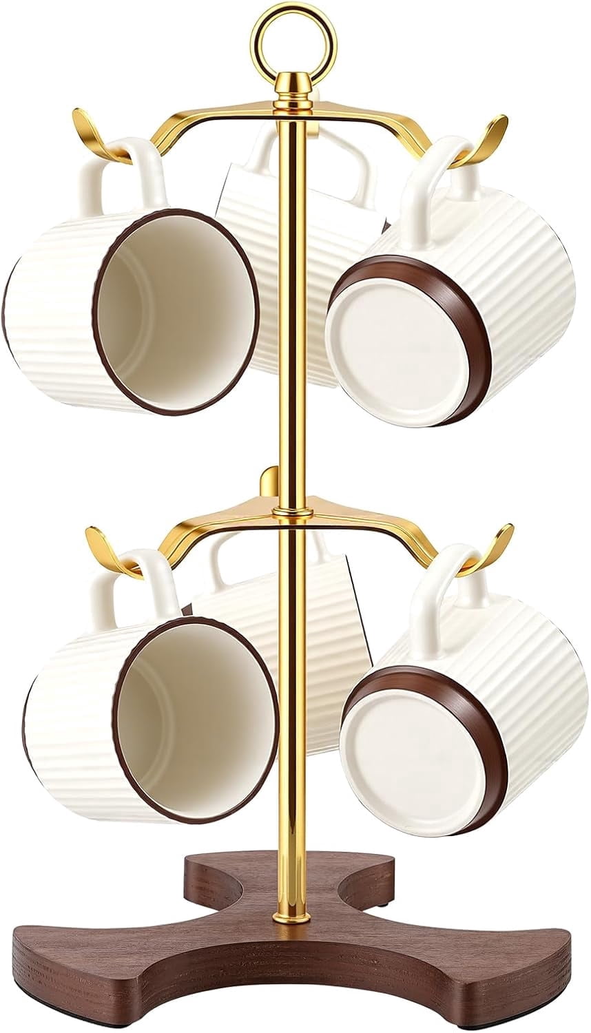 Gold Mug Holder Tree for Countertop | 2-Tier Coffee Mug Rack Holds 6 ...