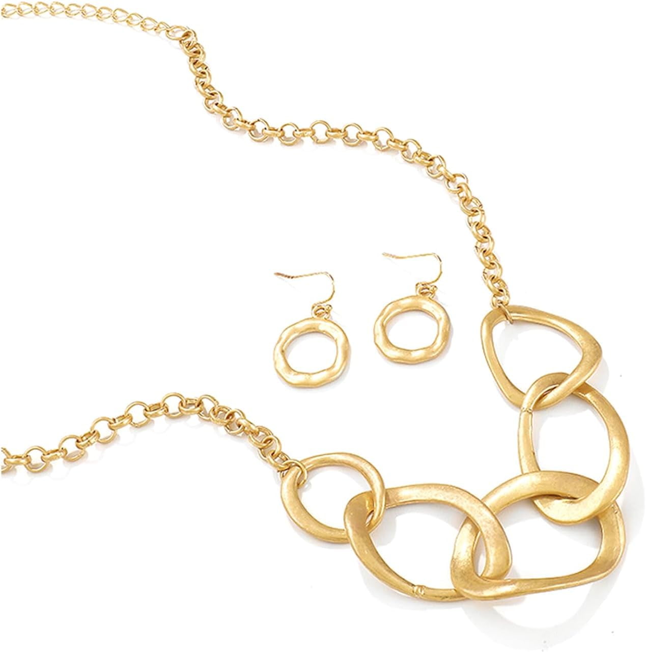 Gold Multi Circle Statement Earrings Jewelry Set for Women, Dainty Long ...
