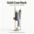 Gold Multi-Hook Freestanding Clothing Rack with White Base, Modern ...