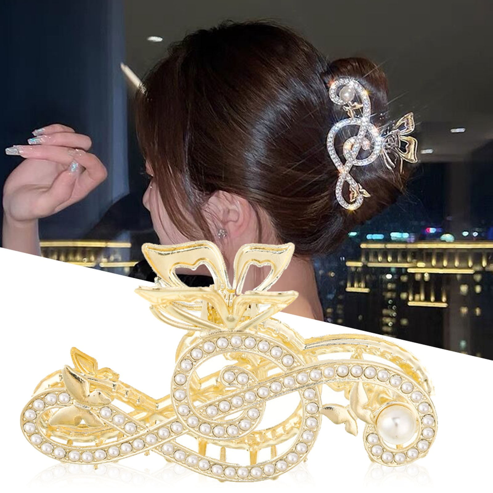 Gold Music Note Hair Clip, Metal Claw Clips for Women Girls Musical ...