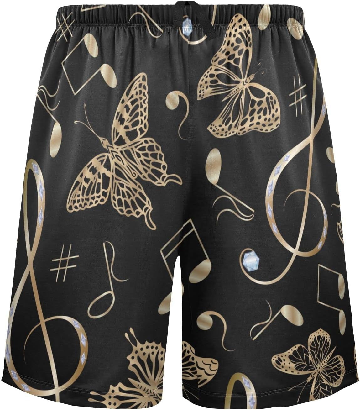 Gold Music Notes Butterfly Pattern Musical Sign Mens Pajama Pants ...