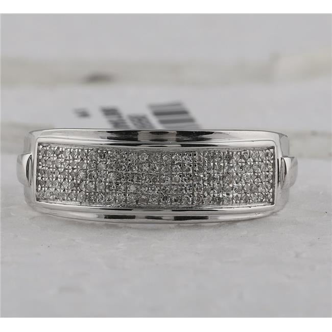 Gold N Diamonds 88024 0.25 CTTW Sterling Silver Round Diamond Pave Band ...