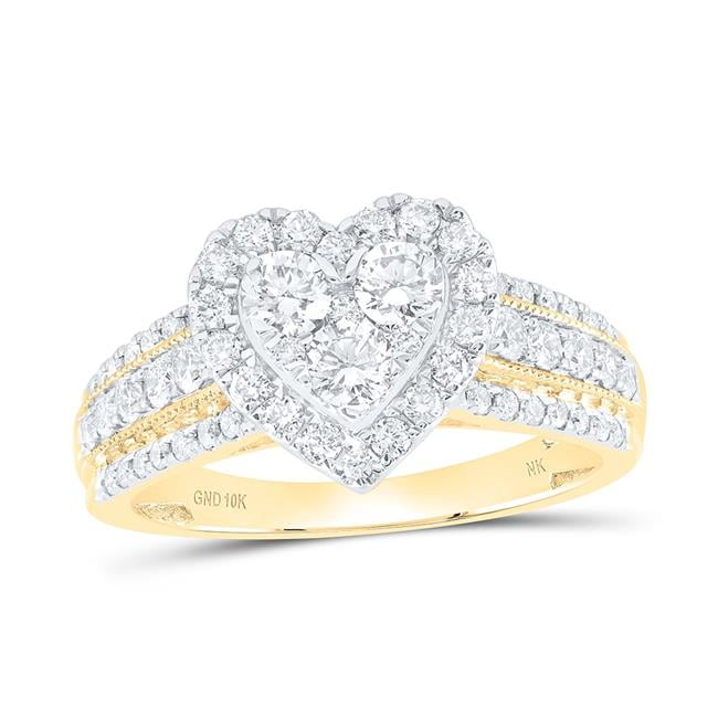 Gold N Diamonds 173874 1 CTW 10K Yellow Gold Diamond Round NK Heart ...