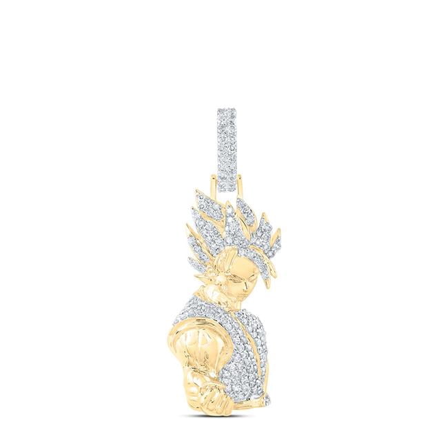 Gold N Diamonds 174499 1.62 CTW 10K Yellow Gold Diamond NK Goku Mens ...