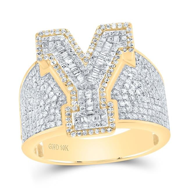 Gold N Diamonds 185081 1.5 CTW Diamond P1 Initial Y Mens Ring - Walmart.com