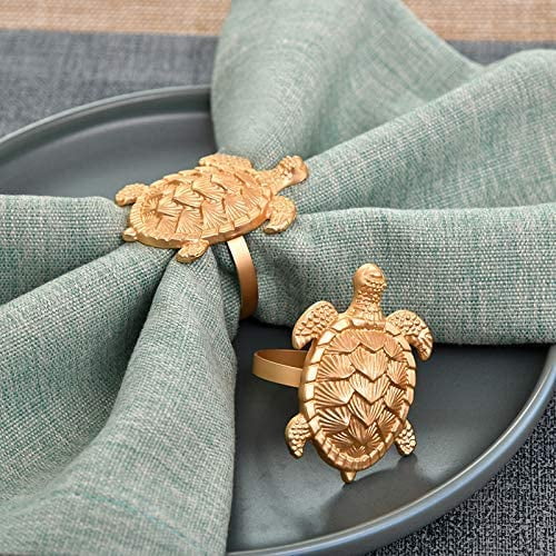 Gold Napkin Rings Holder in Turtle Design Festive Table Decor and Favor ...
