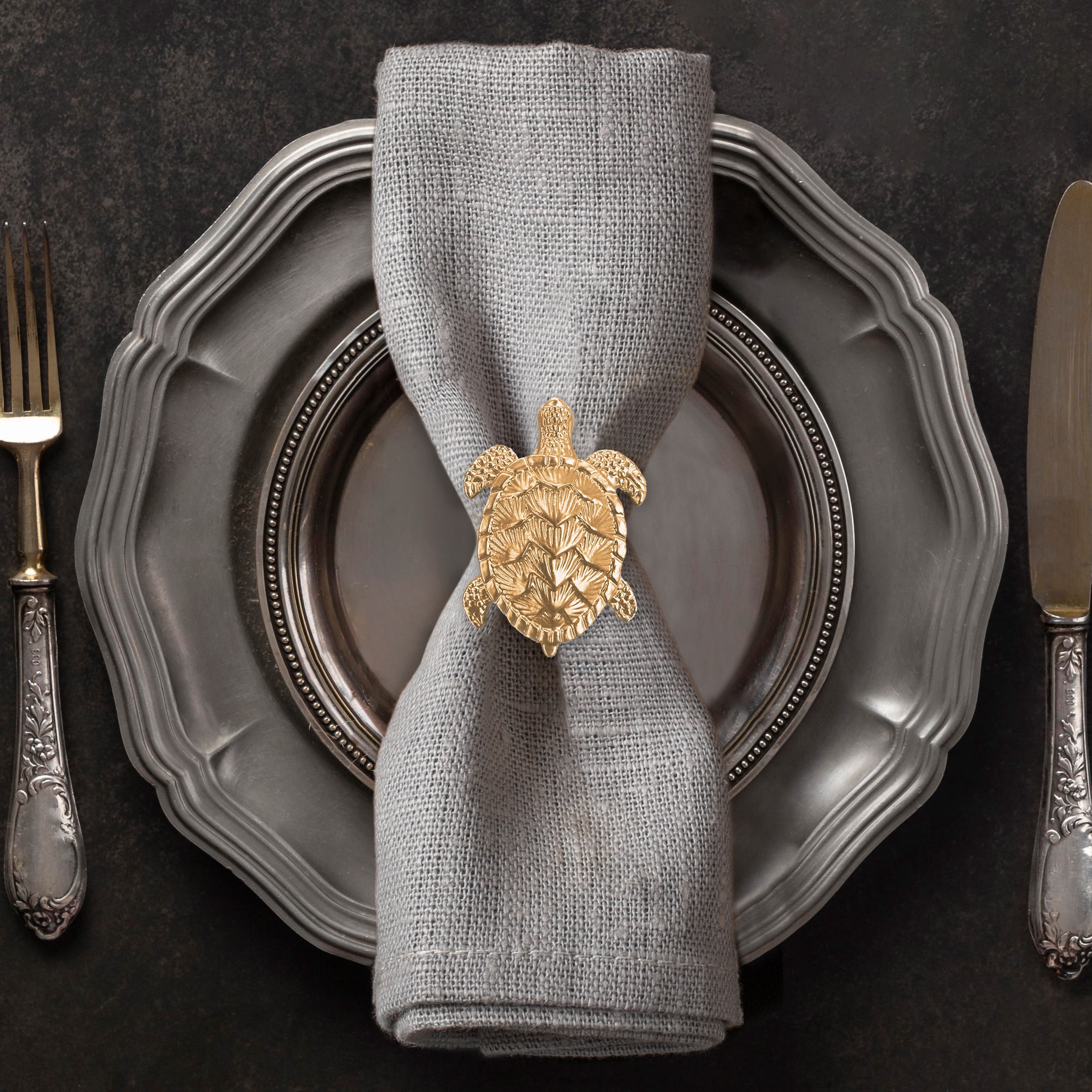 Gold Napkin Rings Holder in Turtle Design Festive Table Decor and Favor ...