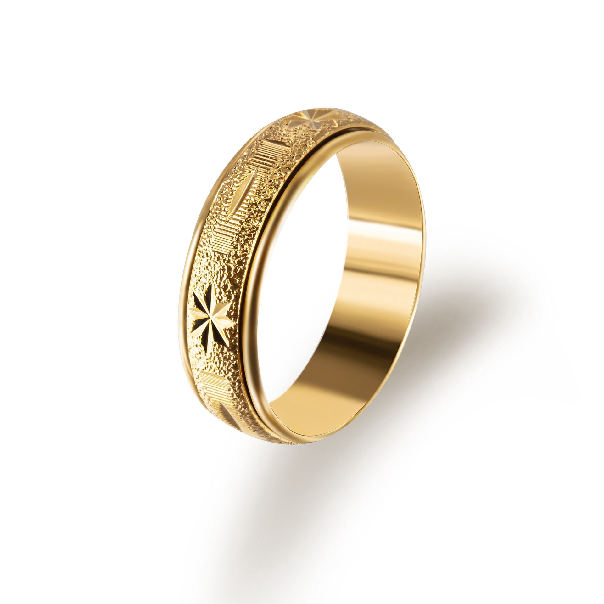 Womens 925 Silver Ring with Gold Circular Texture and Narrow Face ...