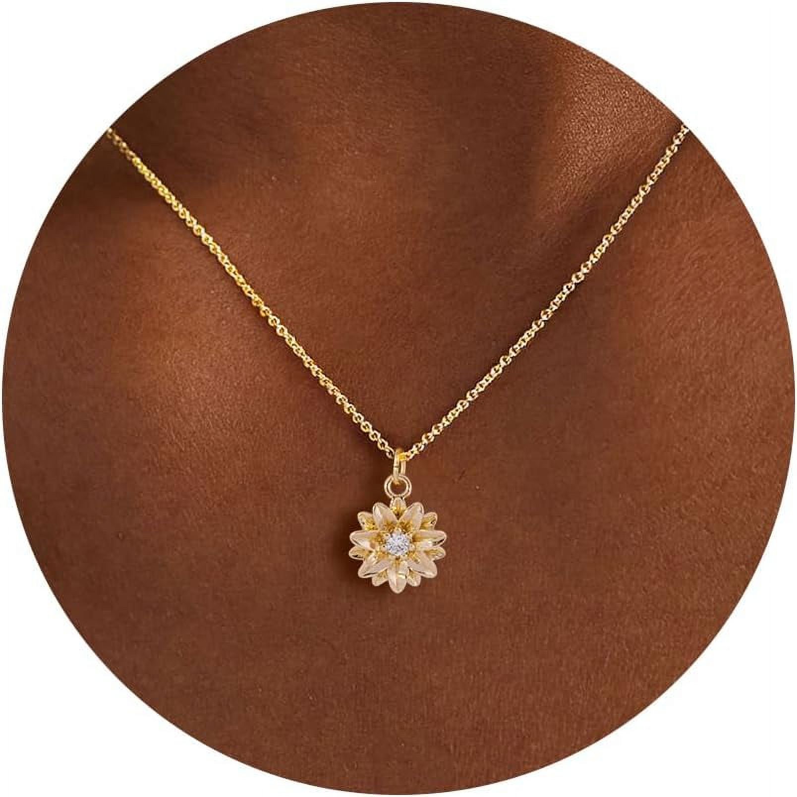 Gold Necklace For Women-14K Gold Plated Dainty Birth Flower Necklace ...