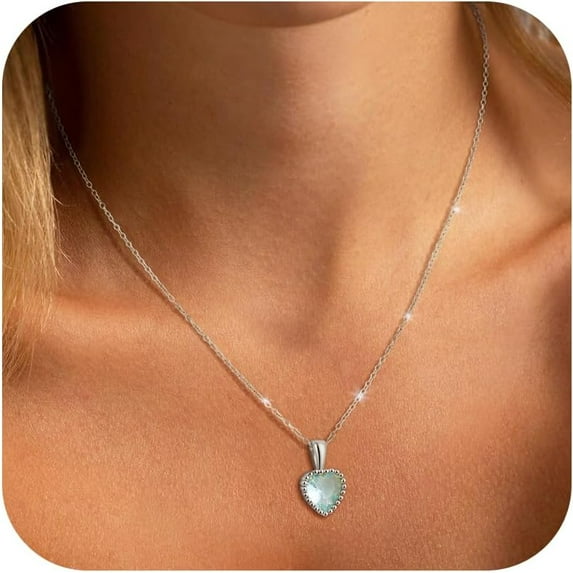 Gold Necklace for Women - 18K Gold Plated Birthstone Necklace Diamond ...
