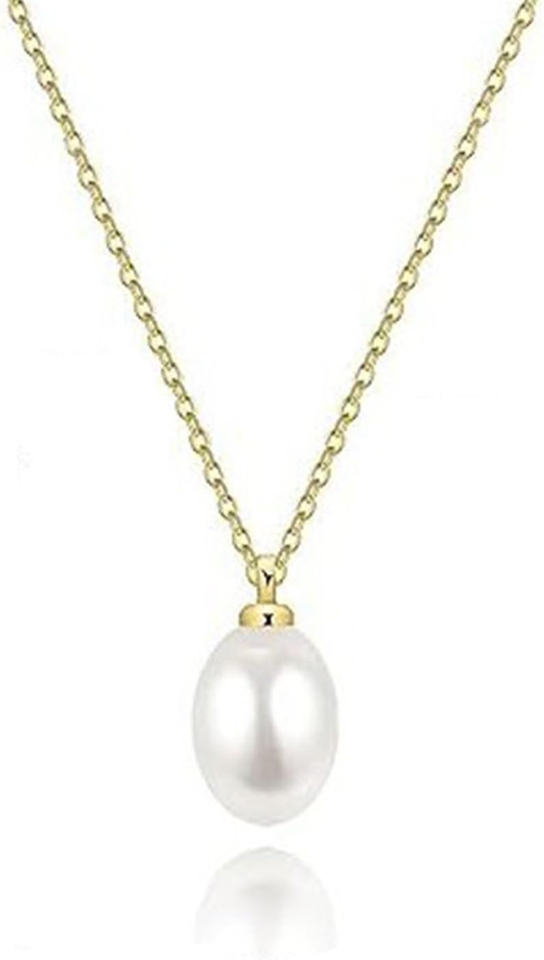 Gold Necklace for Women Pearl Pendant Choker 18K Gold Plated Stainless ...