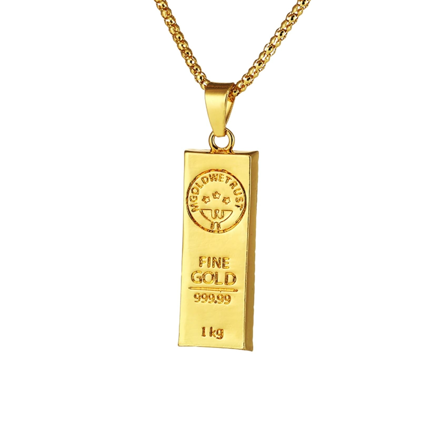 Gold Nugget Dummy Pendant Necklace Replica Bar Money Luck Accessory ...