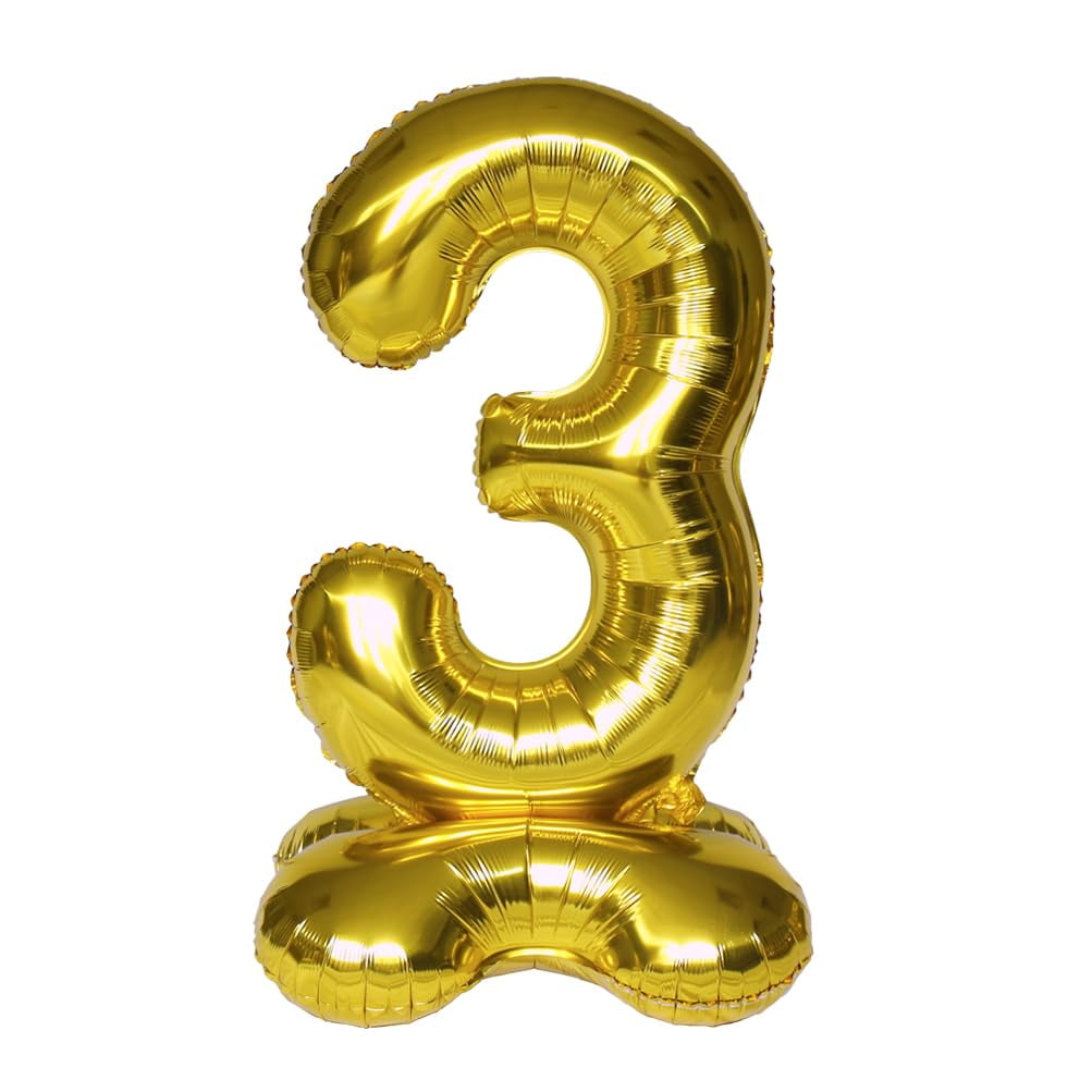 Gold Number 3 Balloon Giant Foil Helium Balloon Big Air Stand-up Mylar ...