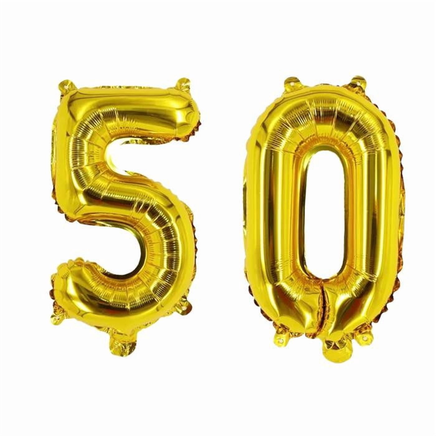 Gold Number 50 Foil Balloons for 50th Birthday or Anniversary Party ...