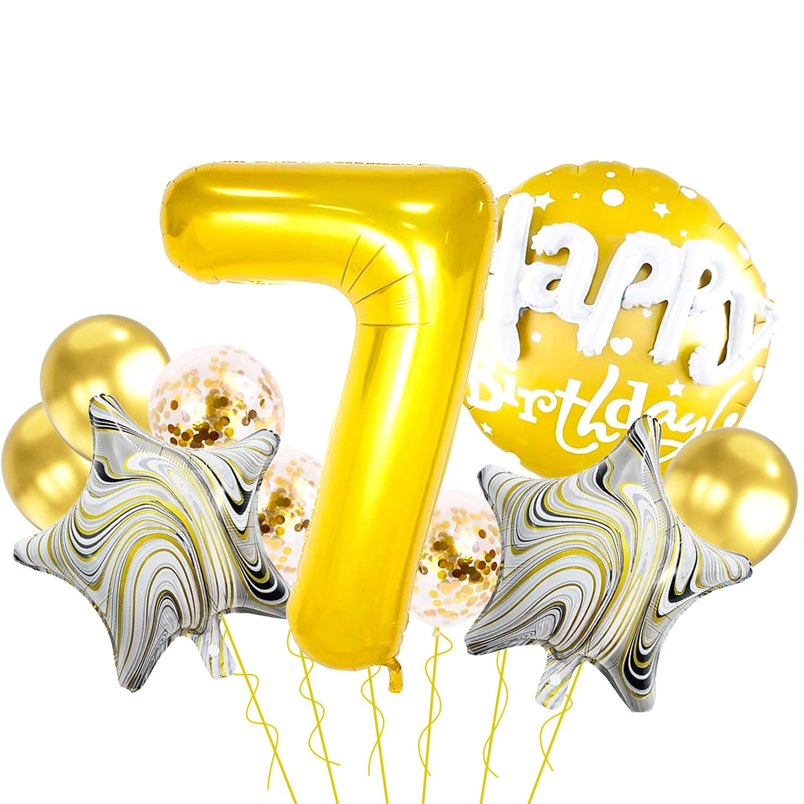 Gold Number 7 Balloon 40 Inch, Foil Mylar Gold Balloons, 7th Birthday ...