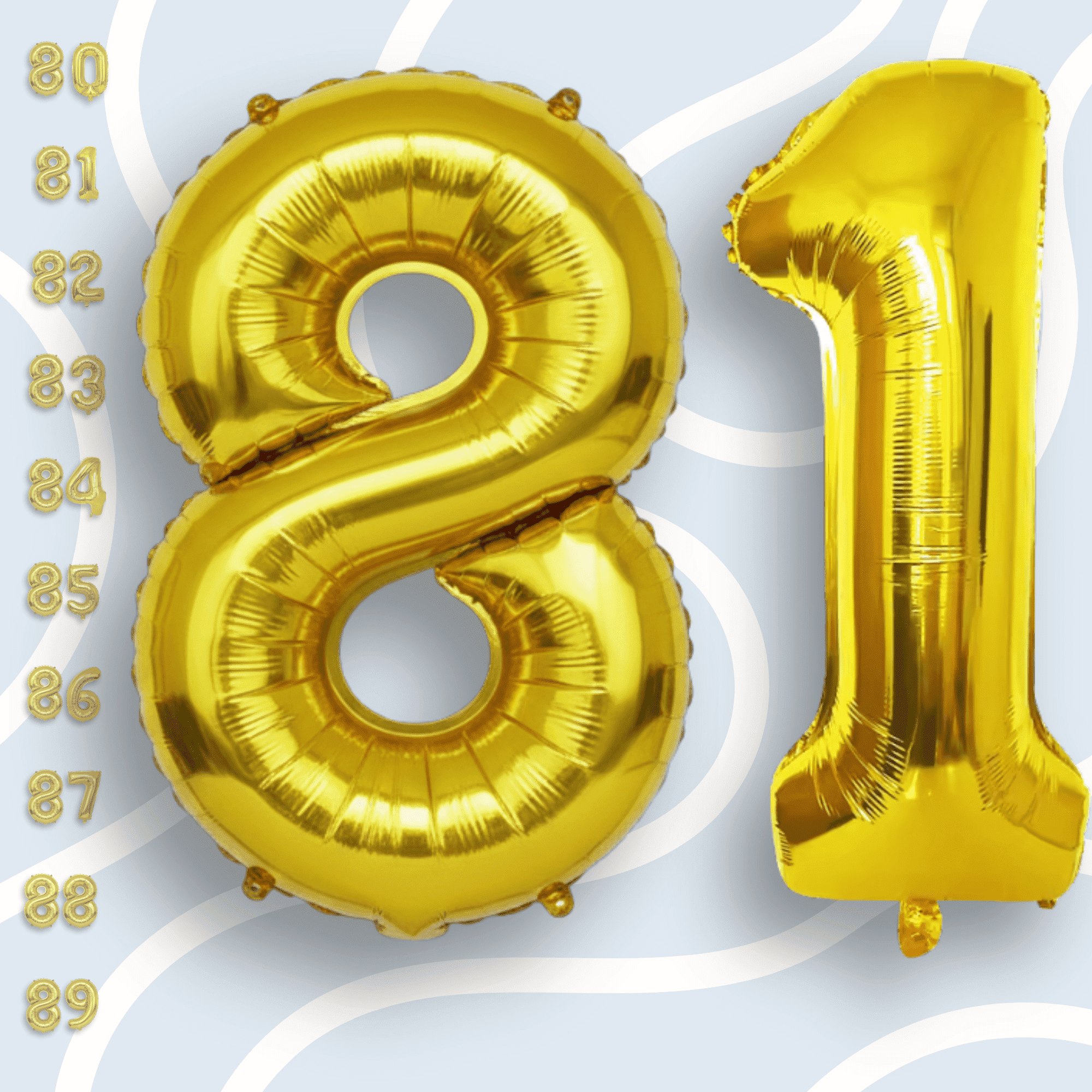 Gold Number 81 Mylar Balloon 16" - Self-Seal Air Filled Only Plain ...