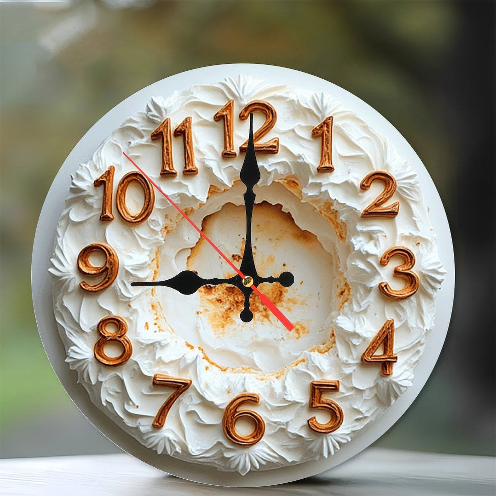 Gold Number Clock Cake Anniversary Party Dessert 10-Inch Silent Wooden ...