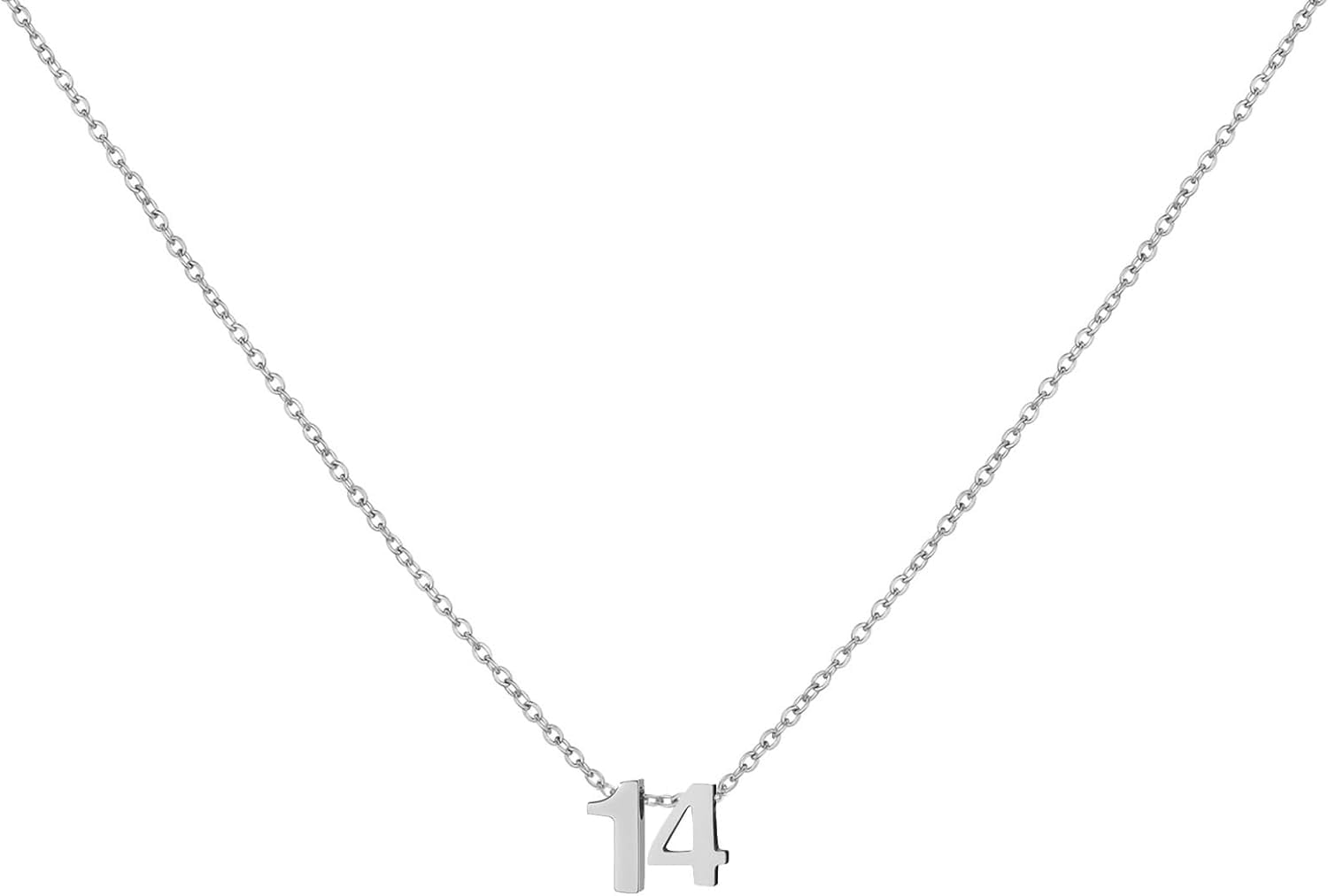 Gold Number Necklace For Women 18K Gold Plated Dainty Charm Birth Month ...