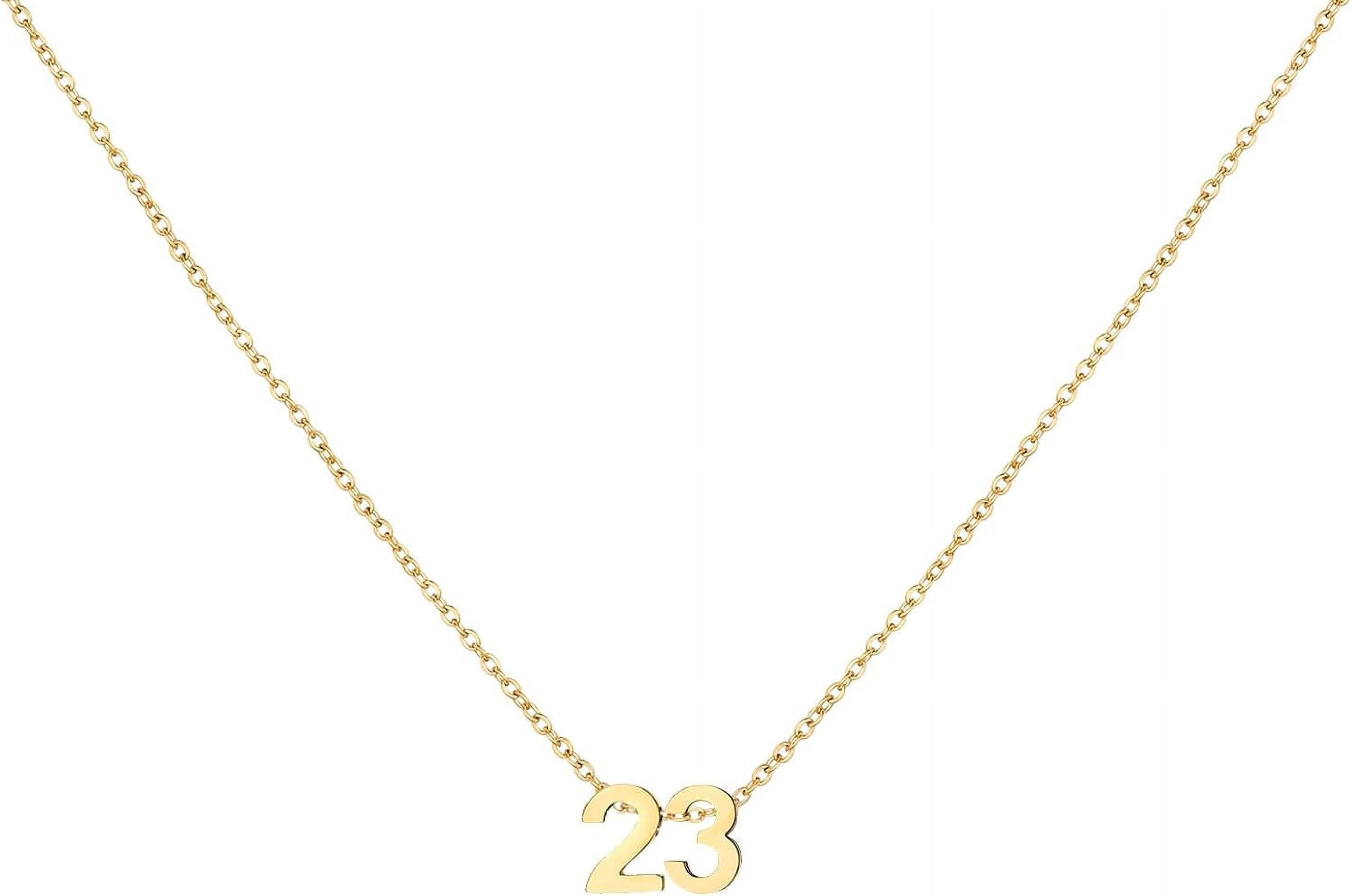 Gold Number Necklace For Women 18K Gold Plated Dainty Charm Birth Month ...