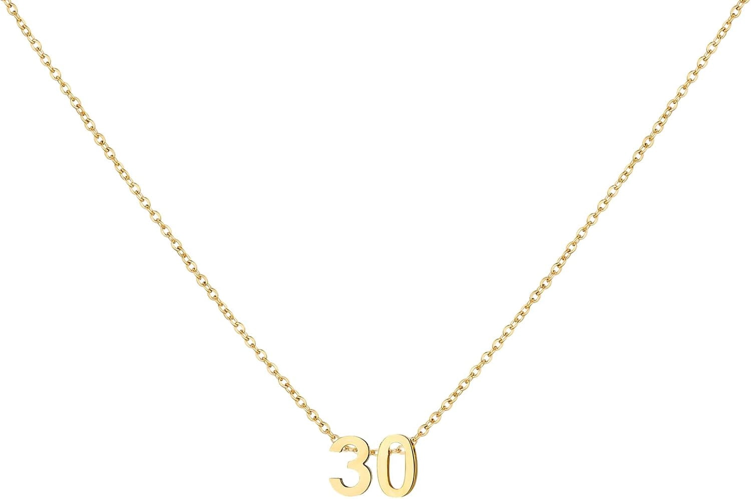 Gold Number Necklace For Women 18K Gold Plated Dainty Charm Birth Month ...