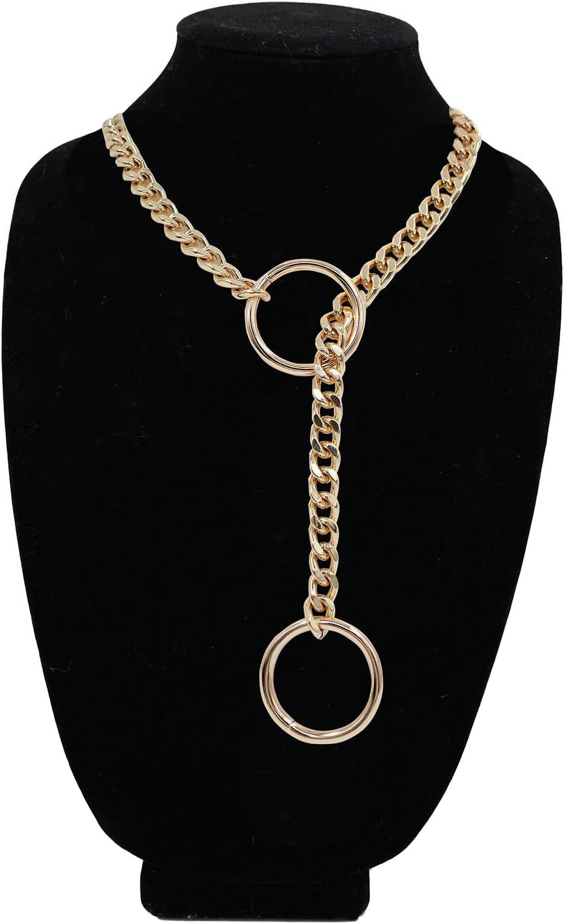 Gold O-Ring Slip Chain Necklace, Handmade Punk Cuban Link Chain ...