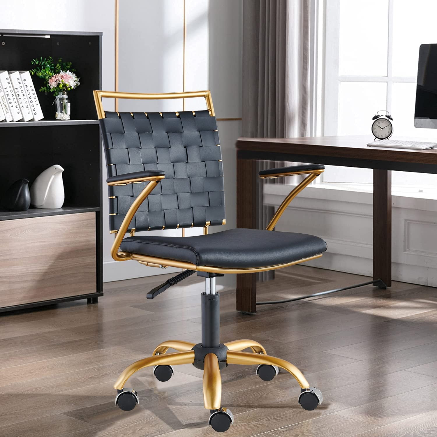 Gold Office Chair Modern Home Office Chair Computer Task Chair Leather ...