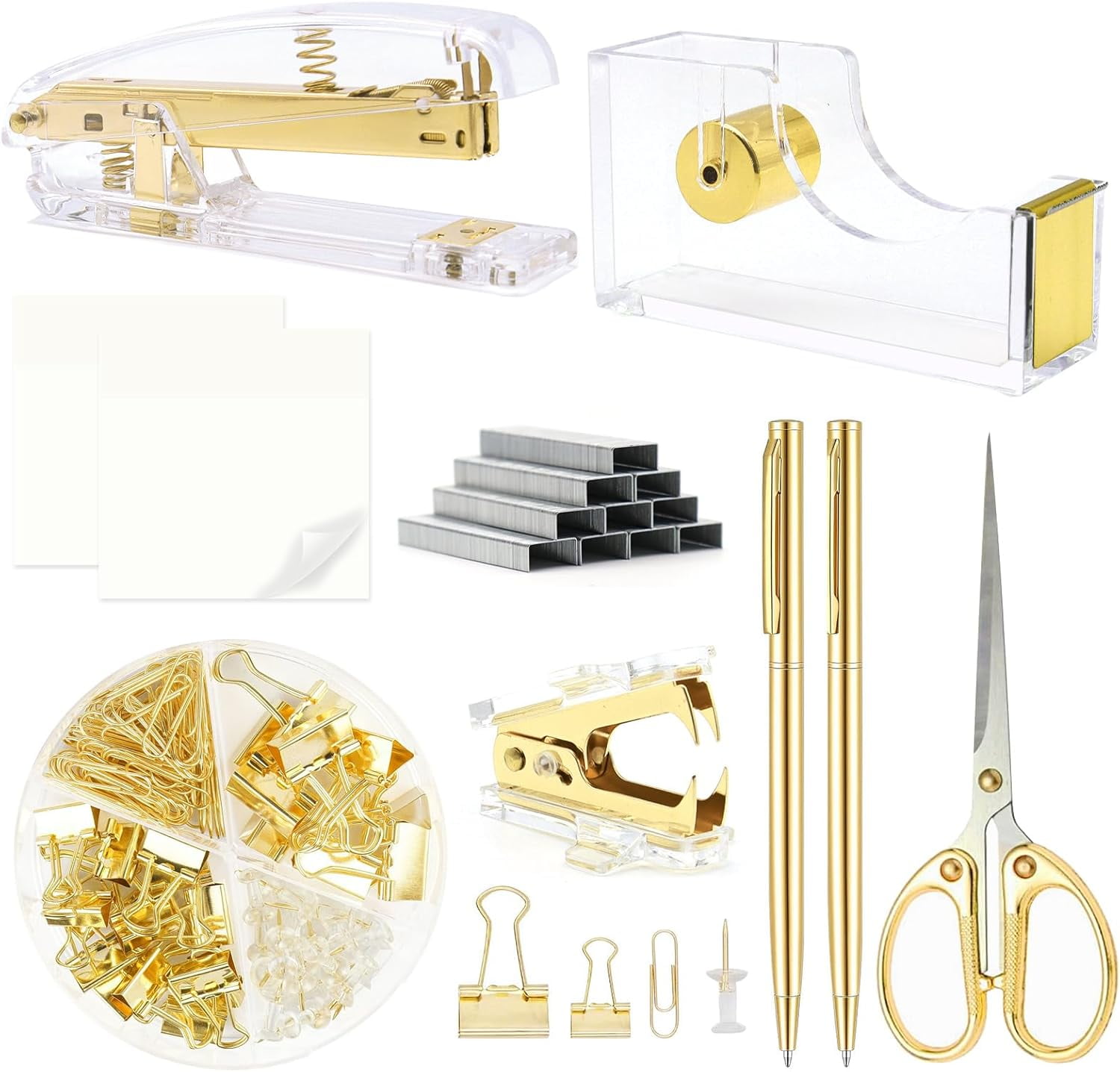 Gold Office Supplies,Gold Desk Accessories,Stapler and Tape Dispenser ...