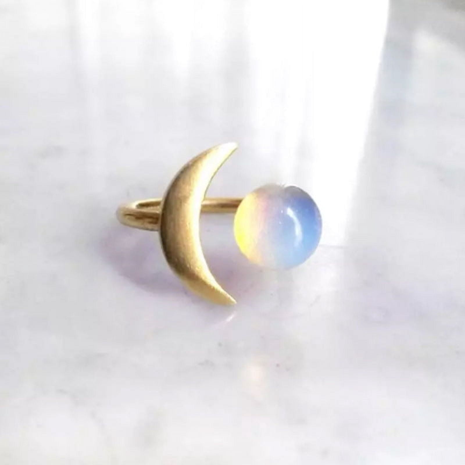 Gold Opal Moon Ring White Transparent Stone Simple Ring - Walmart.com
