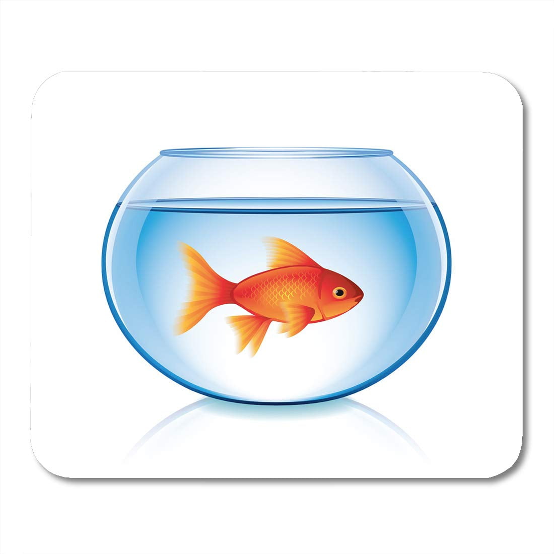 Gold Orange Fish Goldfish in Bowl White Realistic Glass Tank Mousepad ...