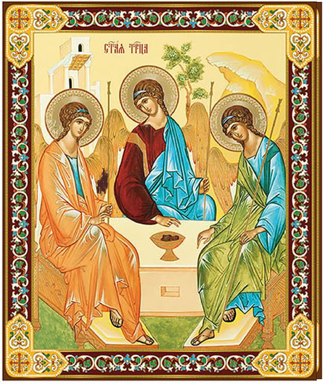 Gold Orthodox Holy Icon, Rublev With Stand and Wall Hanging 4 3/4 Inch ...