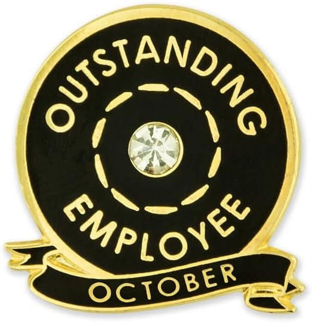 Gold Outstanding Employee of the Month October w/ Rhinestone Lapel Pin ...