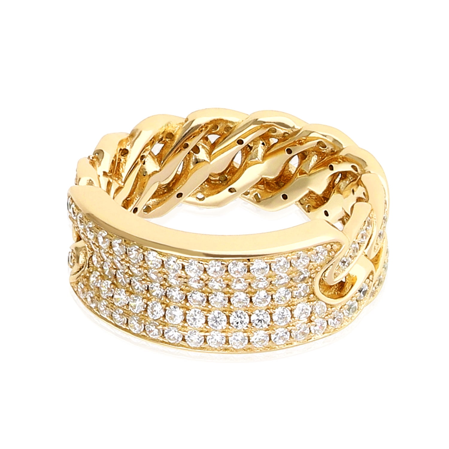 Gold Over Sterling Silver All-Around 5 Row Pave Set Zirconia Miami ...