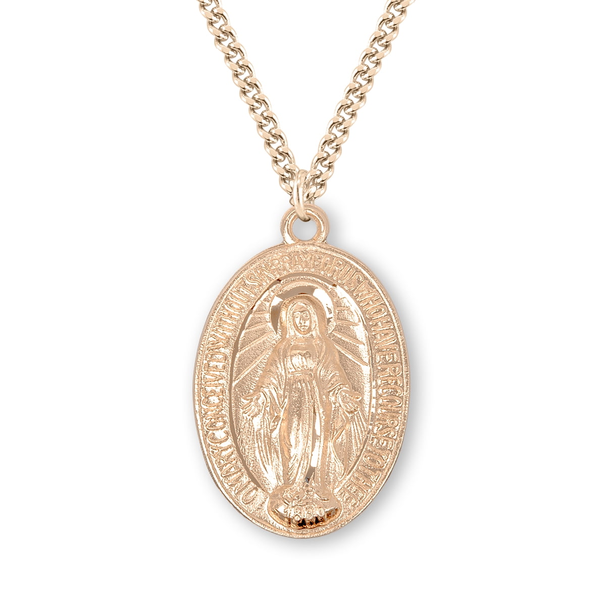 Gold Over Sterling Silver Miraculous Medal | 1.1" x 0.7" (27mm x 17mm ...
