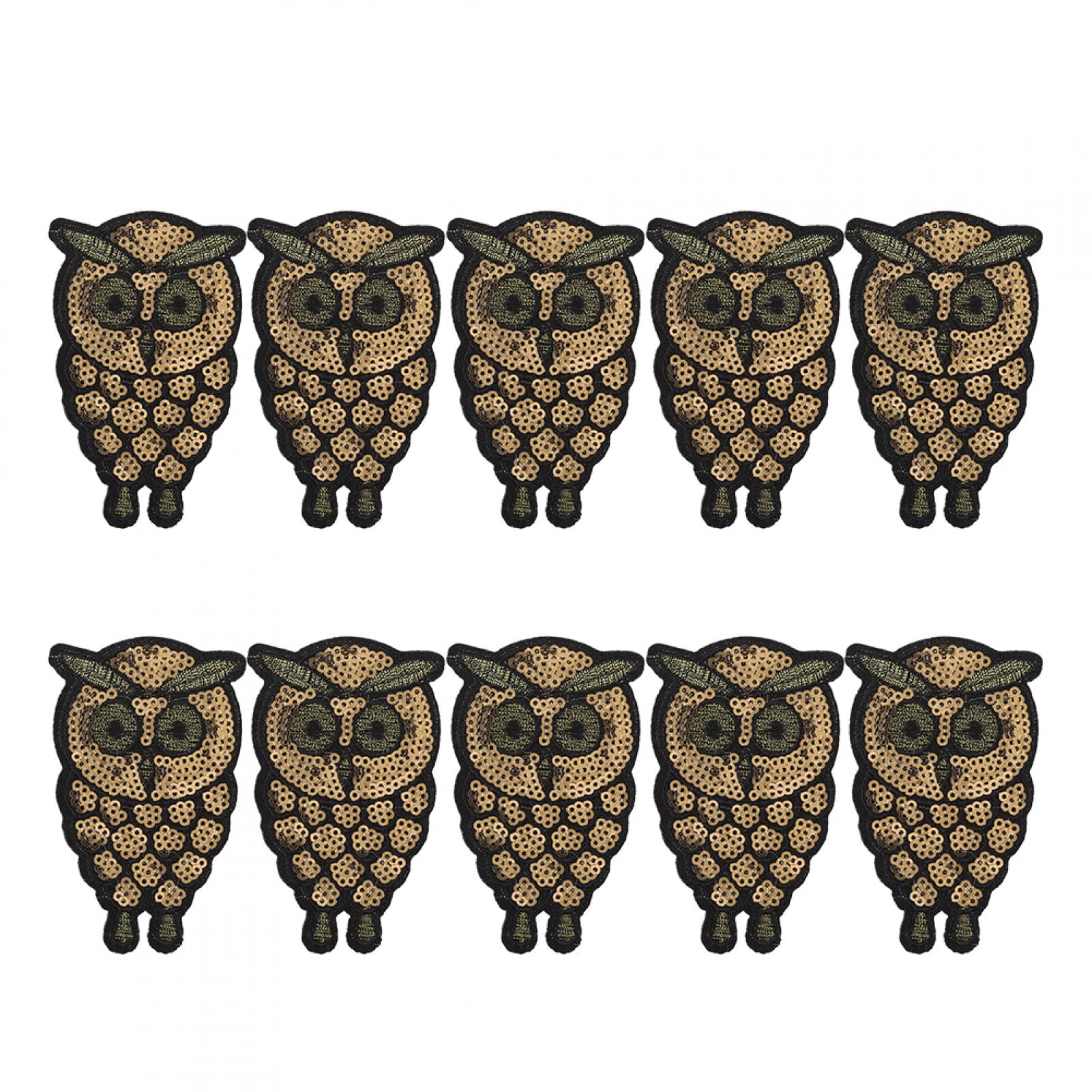 Gold Owl Embroidered Patches, 10-Pack Little Animal Owl Appliques for Clothes, Dress, Bag, and ...
