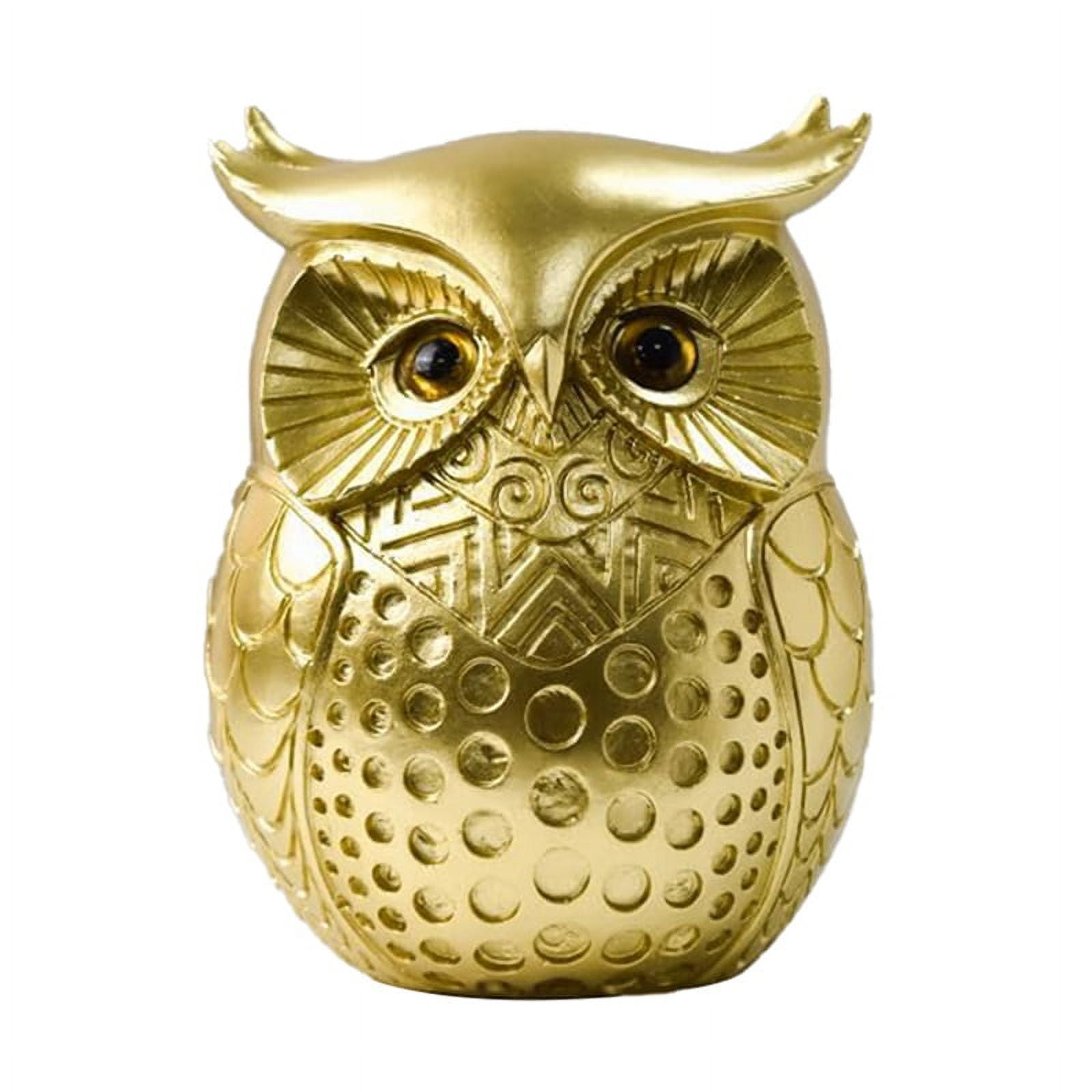 Gold Owl Ornament, Resin Statue Animal Craft, for TV Cabinet Porch ...